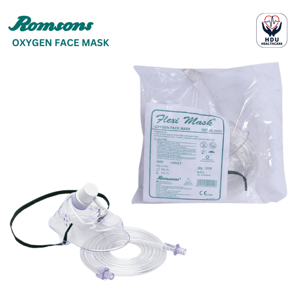 Romsons Flexi Mask 2M Oxygen Mask | Pack Of 5 | Non-Irritant, Non-Toxic ...